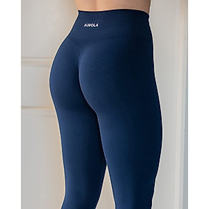 Seamless Scrunch Legging Women Yoga Pants 7/8 Tummy Control Workout Running for Workout Fitness Sport Active Ankle Legging-25'' (L, Tuxedo Blue)