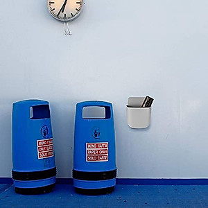 TOOINKCV 6 Pcs Remote Control Holder Wall Mounted, Self-Adhesive Wall Mount Phone Pen Pencil Makeup Brushes Glasses Holder Storage Box Organizer for Wall Beside Table (3 White+ 3 Grey)