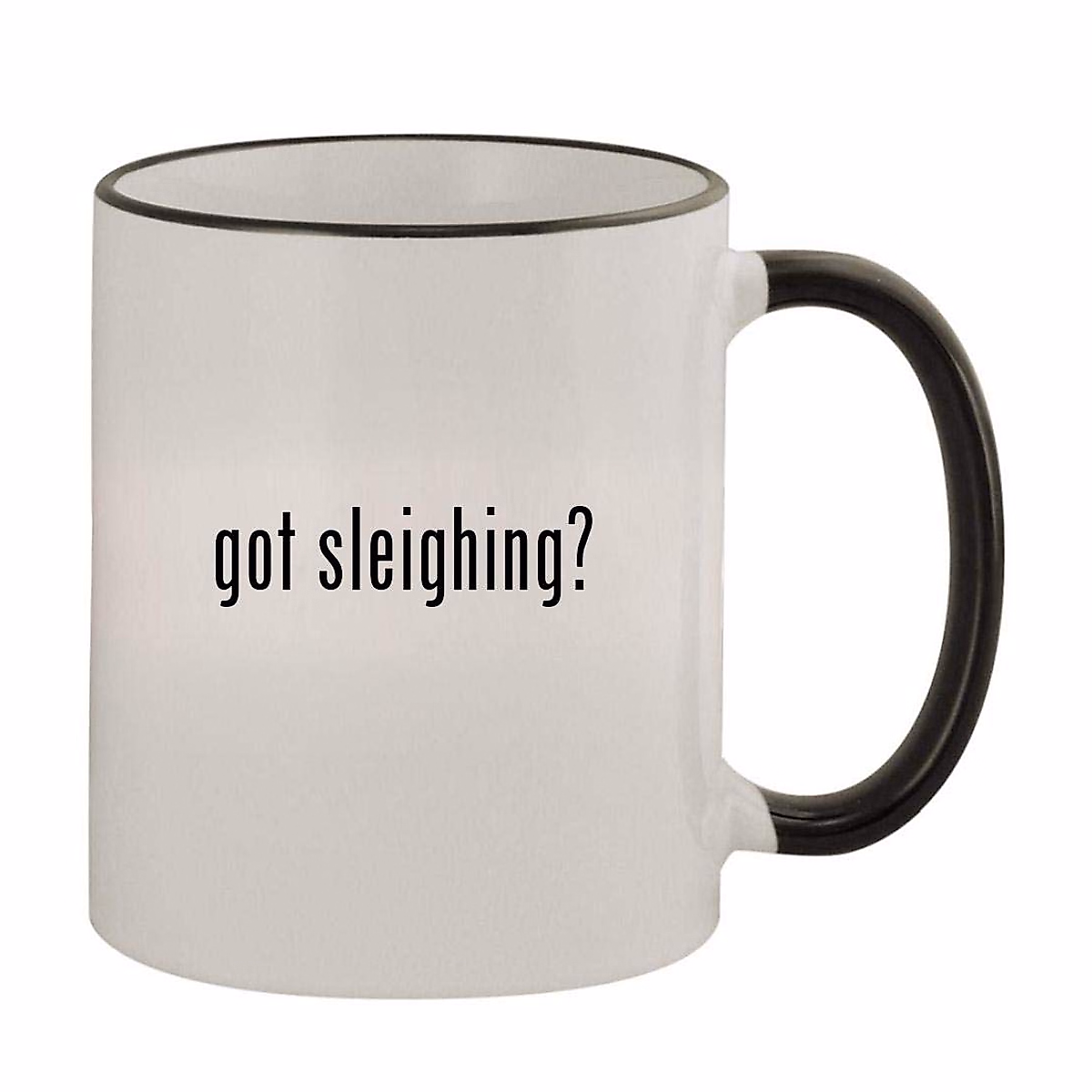 got sleighing? - 11oz Colored Handle and Rim Coffee Mug, Black