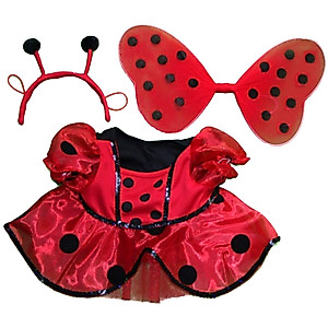 Ladybug Costume with Wings Outfit Teddy Bear Clothes Fits Most 14" - 18" Build-a-bear and Make Your Own Stuffed Animals