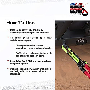 Bubba Rope Gator-Jaw PRO Synthetic Shackle, 7/16” – Heavy-Duty Vehicle Tow Shackle: 52,300 lbs. Capacity - Yellow