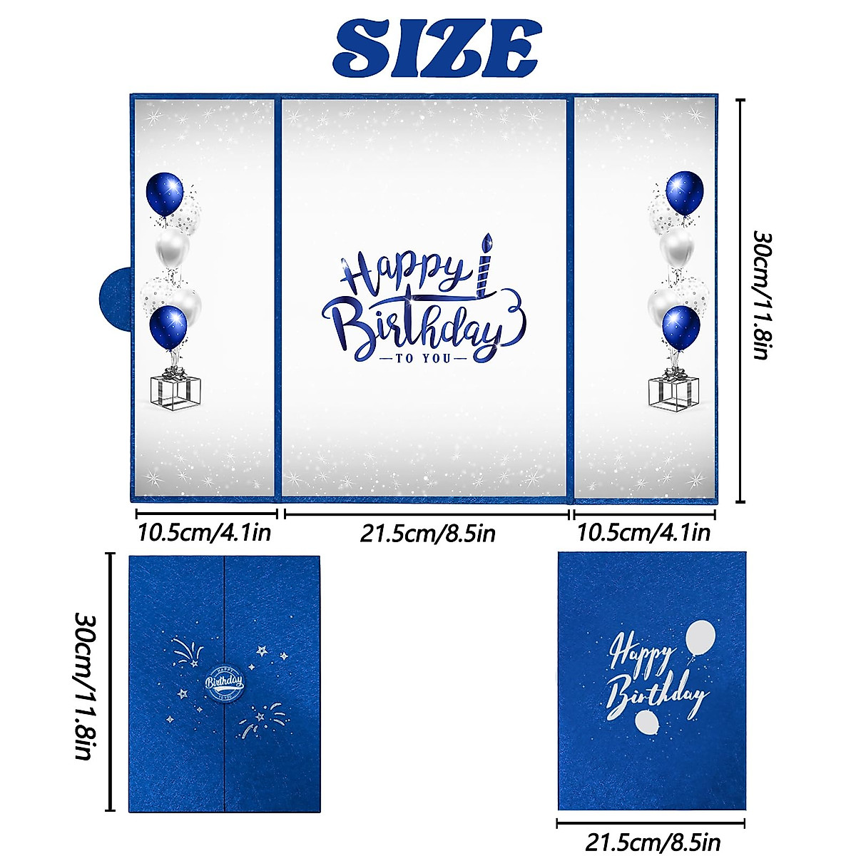 Crenics Blue and Silver Birthday Decorations for Men or Women, Creative Birthday Guest Book Alternative, Birthday Signature Book 18 x 12 inch, Great Birthday Gifts for Girls Boys