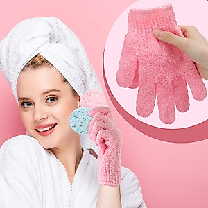 Tegeme 50 Pcs Exfoliating Gloves for Body, Double Sided Exfoliating Bath Gloves Shower Gloves for Women Deep Clean Skin for Spa Massage Beauty Skin Shower Scrubber Bathing Accessories (13 Colors)