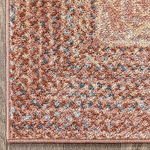 Well Woven Raggi Vintage Blush Pink Chindi Braided Pattern Area Rug (5'3" x 7'3")