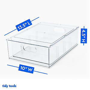 Tidy Tools Clear Plastic Storage Bin with Pull-Out Drawer, Stackable Food Storage Container for Pantry Organization and Kitchen