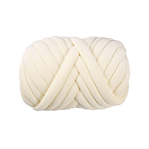 Velvet Chunky Yarn Bulky Giant Arm Knitting Yarn, Super Soft Tubular Weight Jumbo Y arn,DIY Crochet Hand Knitting Thick Yar n for Blanket,Pet Bed, Rugs Pillow,Handbag(2.2lb-White)