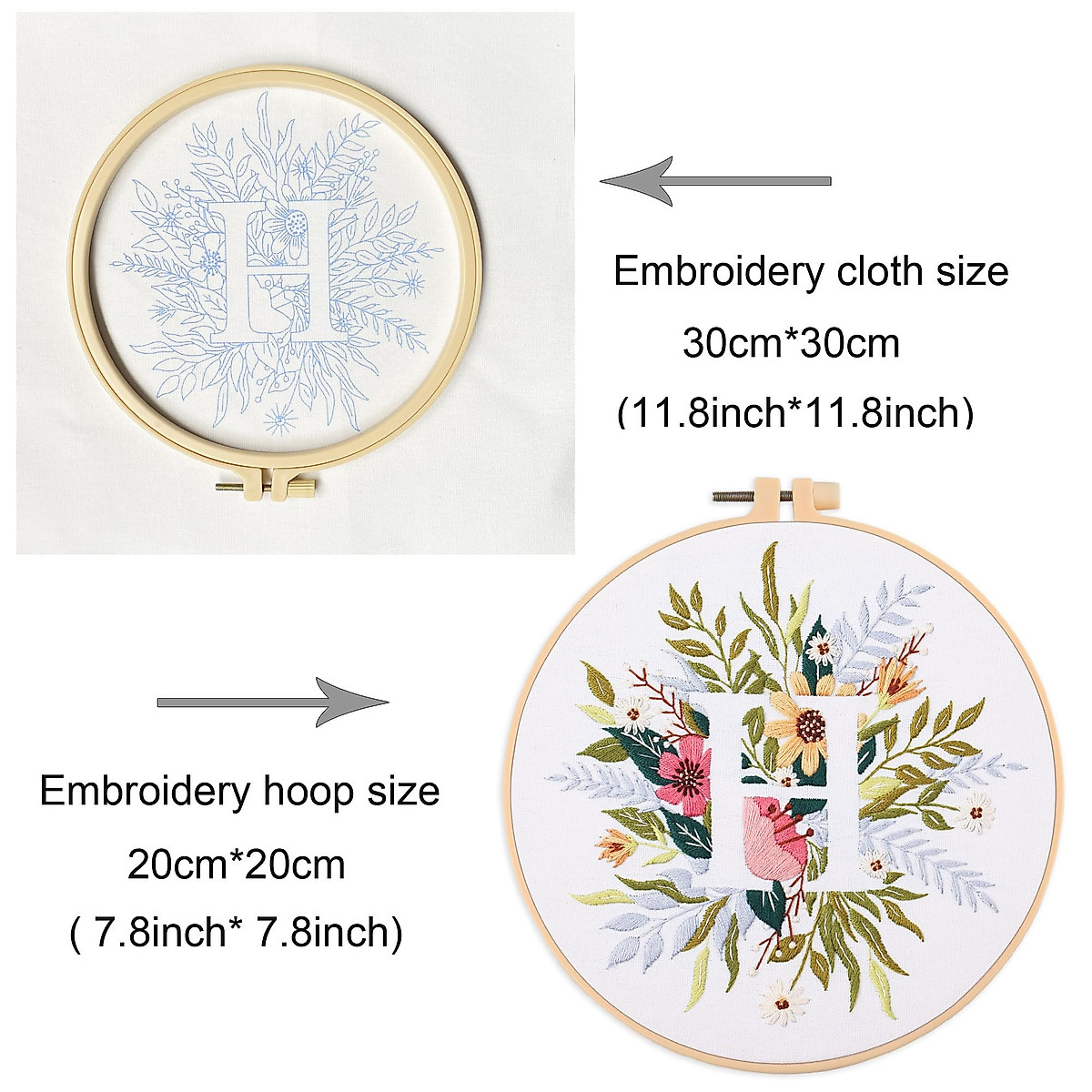 Silentsea Embroidery kit, 3 Sets of Floral Patterns for Beginners, with Hoops, Embroidery Cloth, Needles, Embroidery Thread and Other Tools