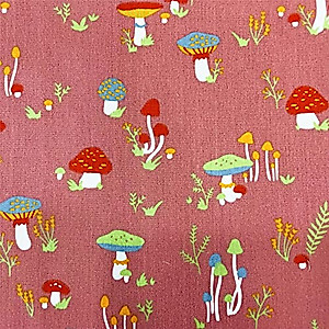 Mushroom Fabric Fat Quarters for Quilting,Cotton Printed Food Pattern Fabric Bundles 18x22,Botanical Woodland Theme SZRUIZFZ (6pcs)