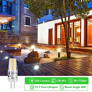 BUBO 10 Pack G4 LED Bulb 2W Equivalent 30W 3000K Warm White 250 Lumens 360°Beam Angle, T3 Halogen Bulb Replacement Landscape Bulbs, AC/DC 12V Led Lights G4 Bi-Pin Base for Outdoor Landscape Lighting