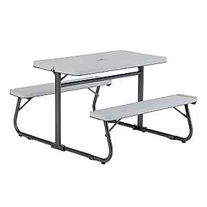 Innovative and Sturdy Your Zone Folding Kid's Activity Table with Two Benches,Soft Silver,Perfect for Homework,Arts and Grafts,Games,Wonderful Addition to Kid's Bedroom,Play/Activity Room,Classroom