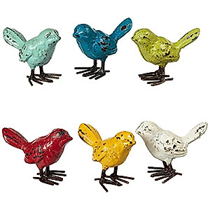 Mini Cast Iron Bird Figurine - 2 inch (White)