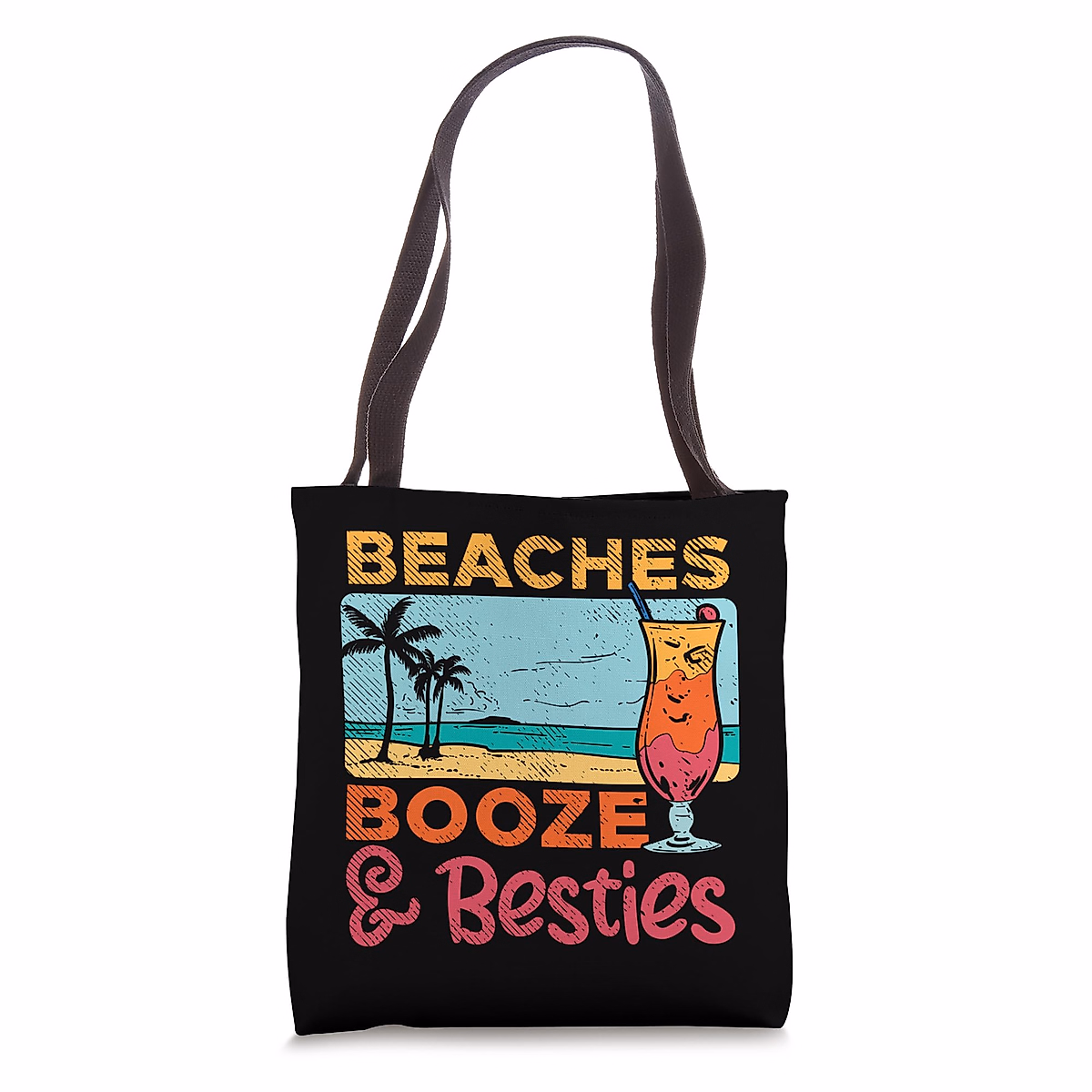 Beaches Booze and Besties Girls Trip Vacation Beach Graphic Tote Bag