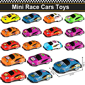 Erweicet Race Car Party Favors 84 PCS Mini Race Cars Keychains Slap Bracelet Stickers Straws Goody Treat Candy Bags for Kids Birthday Party Classroom Reward