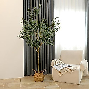Apeair Artificial Olive Tree, Tall 6 Feet Faux Potted Silk Green Leaves Olive Tree with Planter, Large Fake Plants House Greenery Decoration for Indoor Home Office Housewarming Garden Decor…