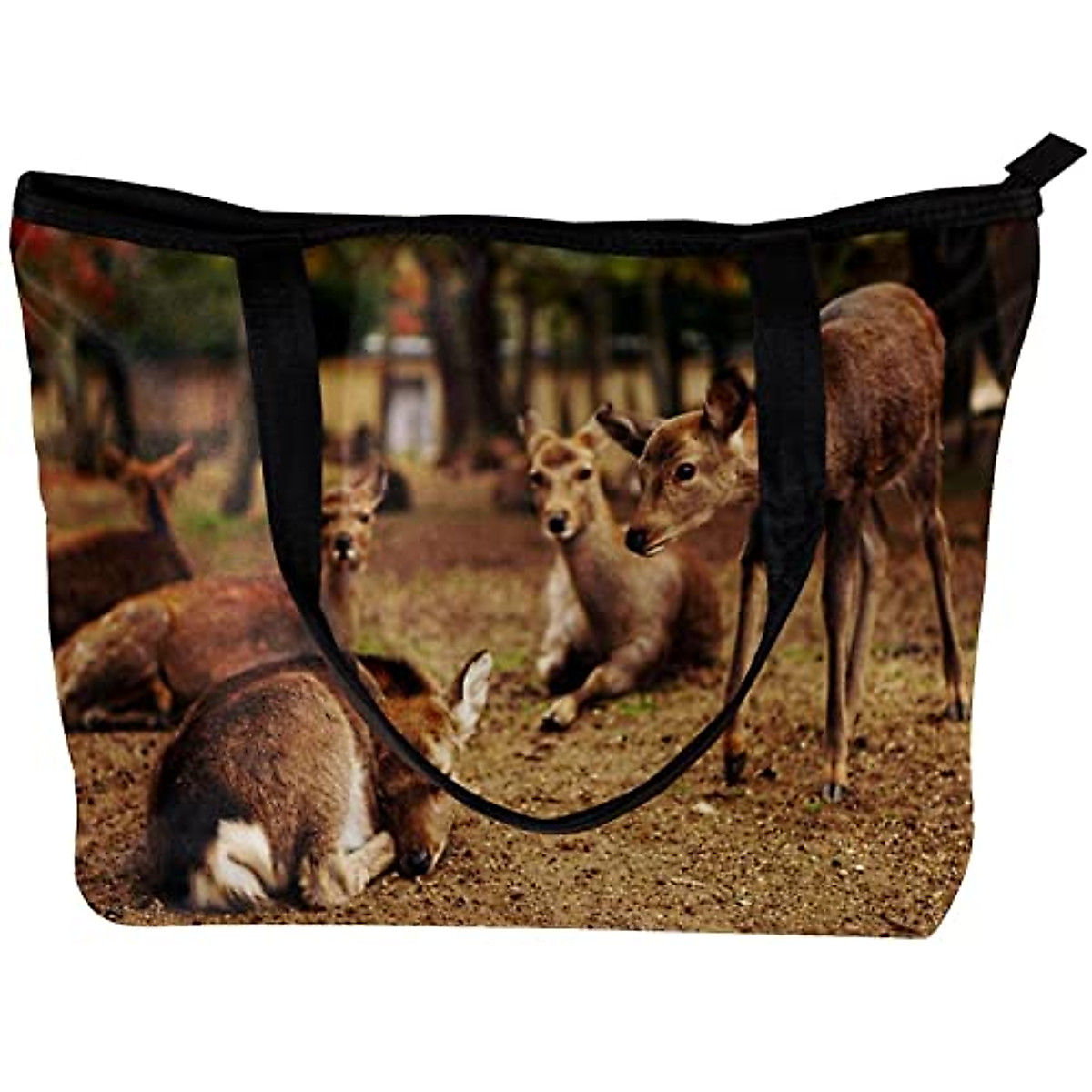 Women's Large Size Canvas Shoulder Bag Hobo Crossbody Handbag Casual Tote, Lovely Animal Deer