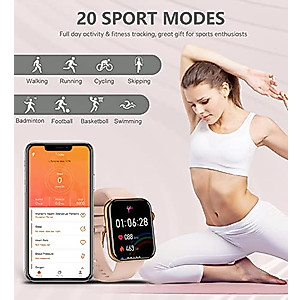 Betatree Smart Watch for iPhone Android, Smart Watches for Women(Call Receive/Dial), 1.85" Waterproof Fitness Tracker with AI Voice Control Heart Rate Sleep Monitor SpO2 Pedometer 20 Sport Modes, Pink