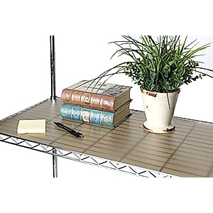 Seville Classics Heavy Duty Fitted Liners Water-Resistant Protector Mat, Non Adhesive for Wired Shelves, Office, Kitchen, Garage, 48" x 18" Shelf (2-Pack), Semi-Transparent Taupe