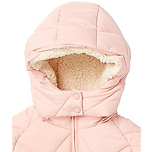 Amazon Essentials Girls' Long Quilted Cocoon Puffer Coat, Light Pink, Medium