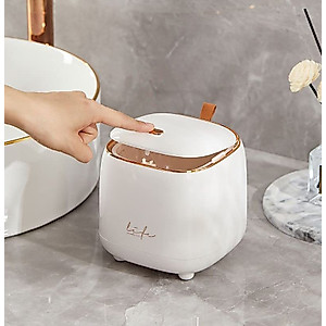 Yuzita Plastic Trash can Creative Mini Desktop Trash can, with lid Small Home Office Cleaning Trash Button Desktop Storage bin, with 50 Trash Bags