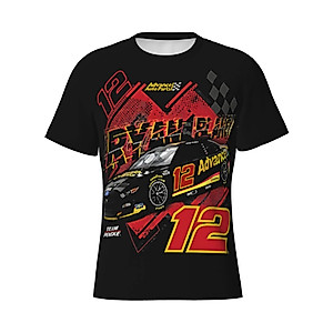 Ryan Blaney 12 Men's T-Shirt Crewneck T-Shirt Tight Sport Short Sleeve Classic Printing Performance