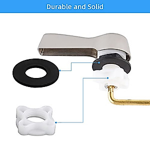 Brushed Nickel Toilet Tank Flush Lever Replacement, Universal Front Mount Handle Toilet Tank Trip Lever with Stainless Steel Flapper Chains, Brass Toilet Handle, Easy Install