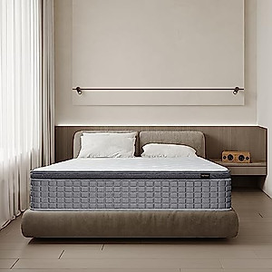 MICOOLS King Mattress,14 inch Hybrid Mattress in a Box Memory Foam Breathable Comfortable,Motion Isolation Individually Wrapped Coils,Euro Top Medium Firm King Size Mattress