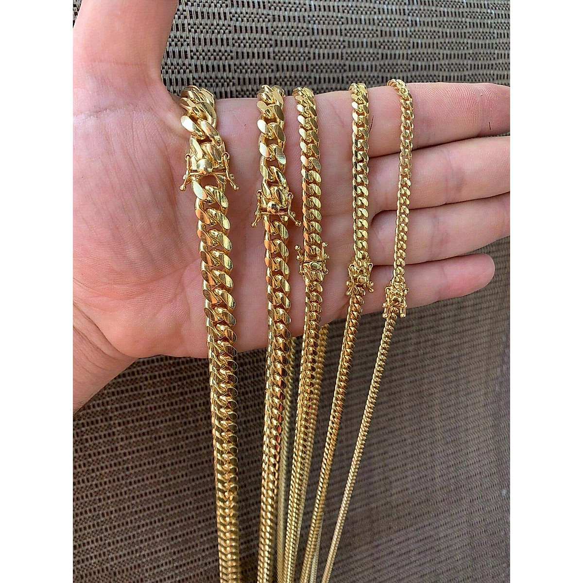 HarlemBling Miami Cuban Link Chain Or Bracelet - 14k Gold Plated Real Solid 925 Silver Necklace - Box Lock Cuban Link 4-10.5mm - Italy (26, 5mm Wide)