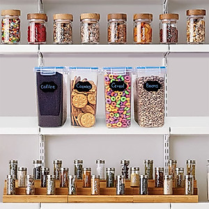 SPARK LIGHTING - Clear Storage Canister Set with Airtight Lids Kitchen & Pantry Organization Containers of Dry Foods Including Flour, Sugar, Cereal, Rice (12 Piece Set, Blue Lids)