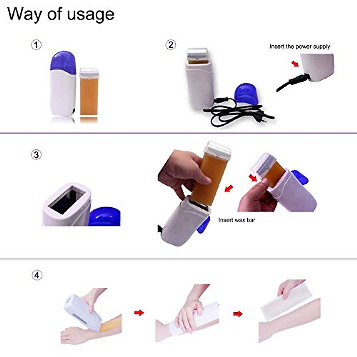 LIARTY New Effective 2pcs Electric Rolling Epilator Cartridge Double Depilatory Heater Waxing Paper Hair Removal (Blue)