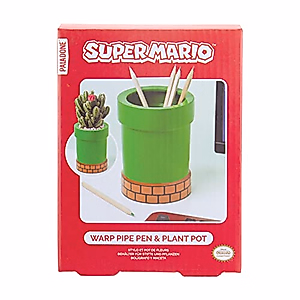Paladone Super Mario Warp Pipe Flower Pot and Pen Holder, Ceramic Planter or Pen Organizer, Officially Licensed Nintendo, 15 cm