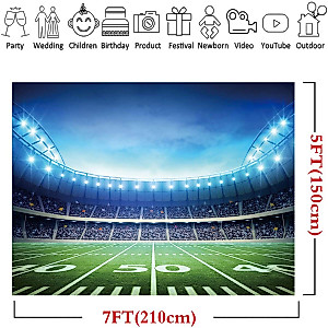 LYWYGG 7X5FT Super Bowl Backdrop Football Field Backdrop Photography Props Auditorium Light Themed Bowl Night Spotlight Decorations Photo Studio Props CP-306