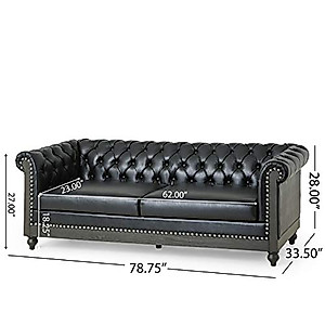 Christopher Knight Home Castalia Sofas, Midnight Black + Dark Brown