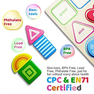 BettRoom Wooden Colorful Shape Puzzle Preschool Gifts Toys for 1 2 3 Year Old Boys Girls Baby Infant Kid Learning Educational Travel Toy