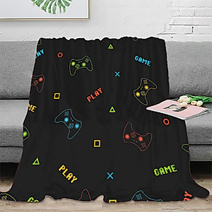 Retro Gamepad Blanket,Colorful Boy Video Game Gaming Controller Button Pattern Print Throw Blanket,Blanket for Couch Bed Sofa Ultra Warm and Cozy for All Seasons 50x60inch(127x152cm)