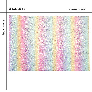 Greatdiy Pastel Rainbow Chunky Glitter Faux Leather Roll 12x52inch Spring Bright Iridescent Girl Fabric for Cricut Bows Earrings Crafts (18001#2)