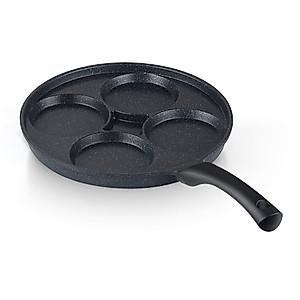 Cook N Home Marble Nonstick Egg Frying Pan, 4-Cup Cookware Pancake Pan Omelet Pan, Black