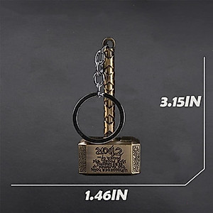 SIMBAE Cool Metal Hammer Lighter,Keychain Mini Vintage Texture Rechargeable USB Electronic Lighter,Windproof Touch Double-Sided Ignition,Suitable for Man (Bronze)