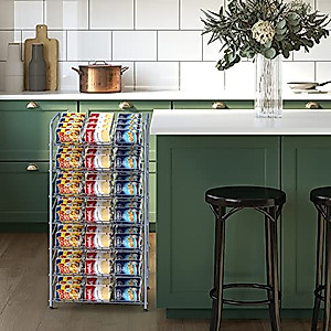 Shinoske Kitchen Storage Can Rack Organizer, 7 Tier Stackable Can Storage Dispenser, Can Storage Organizer Rack for Canned Food Kitchen Cabinet Pantry Countertop, Silver