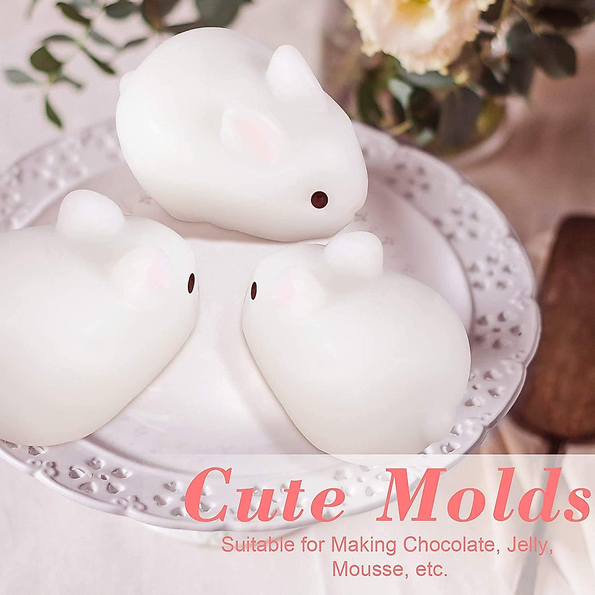 3D Easter Rabbit Cake Mold Bunny Silicone Soap Mold for French Dessert Chocolate Candy Mousse Brownie Jelly Ice Cream Chiffon Cheesecake Fondant Resin Candle Making Mold Easter Decoration