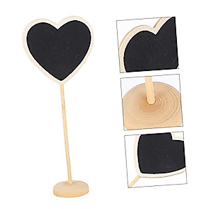 STOBOK 50 Pcs Message Board Wooden Blackboards Heart Chalkboard Chalk Board Name Plates Chalk Boards for Tables Mini Blackboard Sign Removable Name Heart Plates Memorandum Detachable