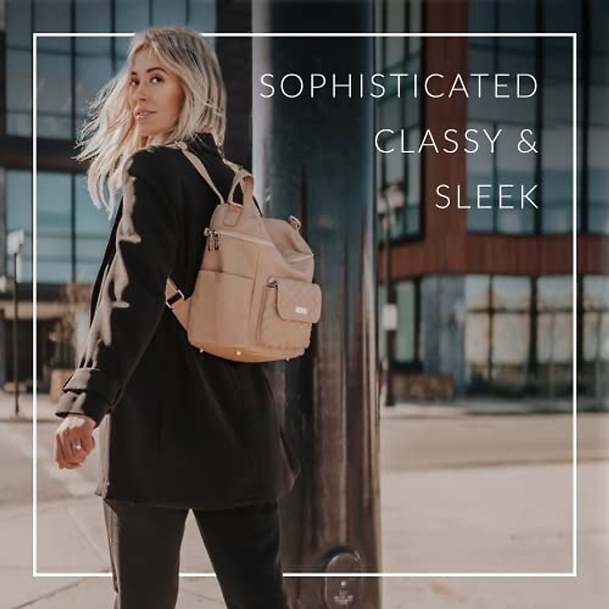 Petit Monaco Diaper Bag Backpack by Luli Bebe - Designer Modern Vegan Leather Diaper Bag Backpack with Gender Neutral Design, Cute Mini Diaper Bag Backpack (Ebony Black)