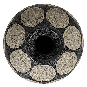 Creative Co-Op Terracotta Vase with Wax Relief Dots, Black and Natural
