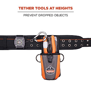 Ergodyne Squids 3002 Retractable Tool Lanyard with Locking Carabiner, Straps to Attach to Belt or Harness, Gray, Standard