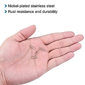 PATIKIL Fishing Snaps, 200 Pack 24LBS Stainless Swivel Tackle Kit Fishing Clips Lure for Saltwater Freshwater, Silver