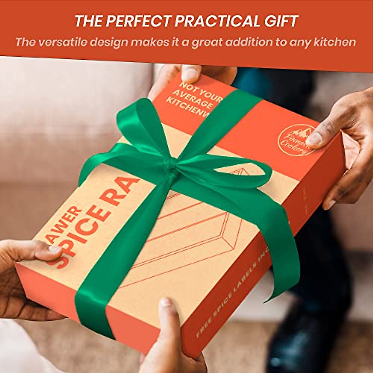 Pinnacle Cookery Spice Drawer Organizer for Kitchen - Bamboo Spice Rack Organizer for Drawer - 15x13 Space Saving Seasoning Organization Storage Tray