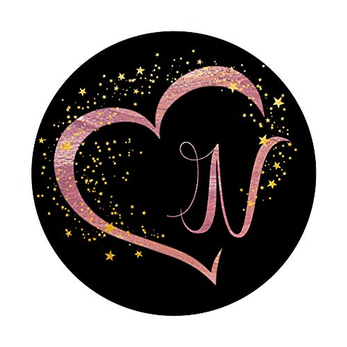 Letter N Initial Rose Pink Heart Monogram PopSockets Swappable PopGrip