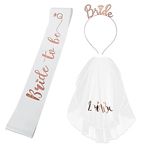 3Pcs Bachelorette Night Set: Bride Sash, Veil, and Tiara for Bridal Celebration