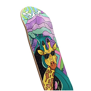 Teak Tuning Premium Fingerboard Graphic Deck, Graffiti Giraffe - 32mm x 97mm - Heat Transfer Graphics, Pro Shape & Size - Pre-Drilled Holes - Includes Prolific Foam Tape