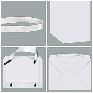 HUAPRINT White Gift Bags,12 Pack Small White Paper Bags with Handles Bulk-4x2.75x4.5 inch,Mini Party Favors Bags for Presents,Birthday,Weddings,Baby Showers