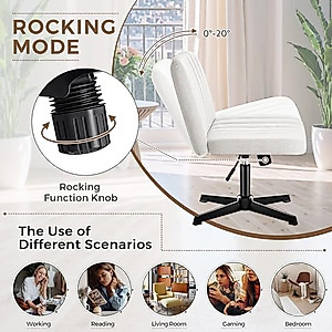 Shahoo Criss Cross Legged Chair, Armless Swivel Wide Padded Height Adjustable Fabric Home Office, Beige